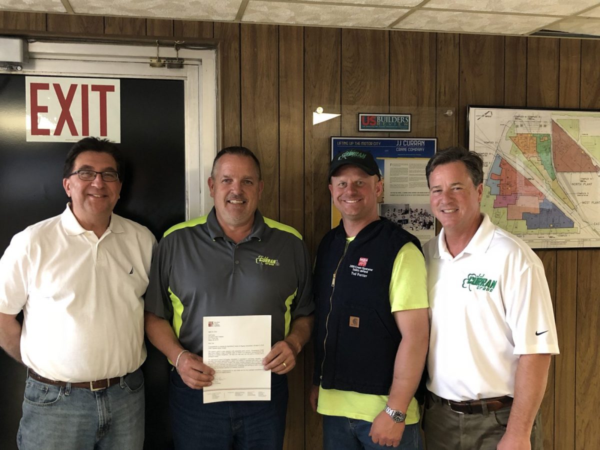 JJ CURRAN CRANE EMPLOYEE RECEIVES INTERNATIONAL CRANE OPERATOR SAFETY AWARD
